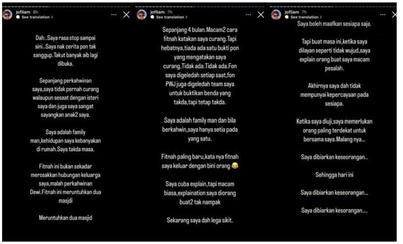Status hubungan dengan Cik Epal cetus tanda tanya, Jofliam dakwa difitnah curang – “Saya bukan ...